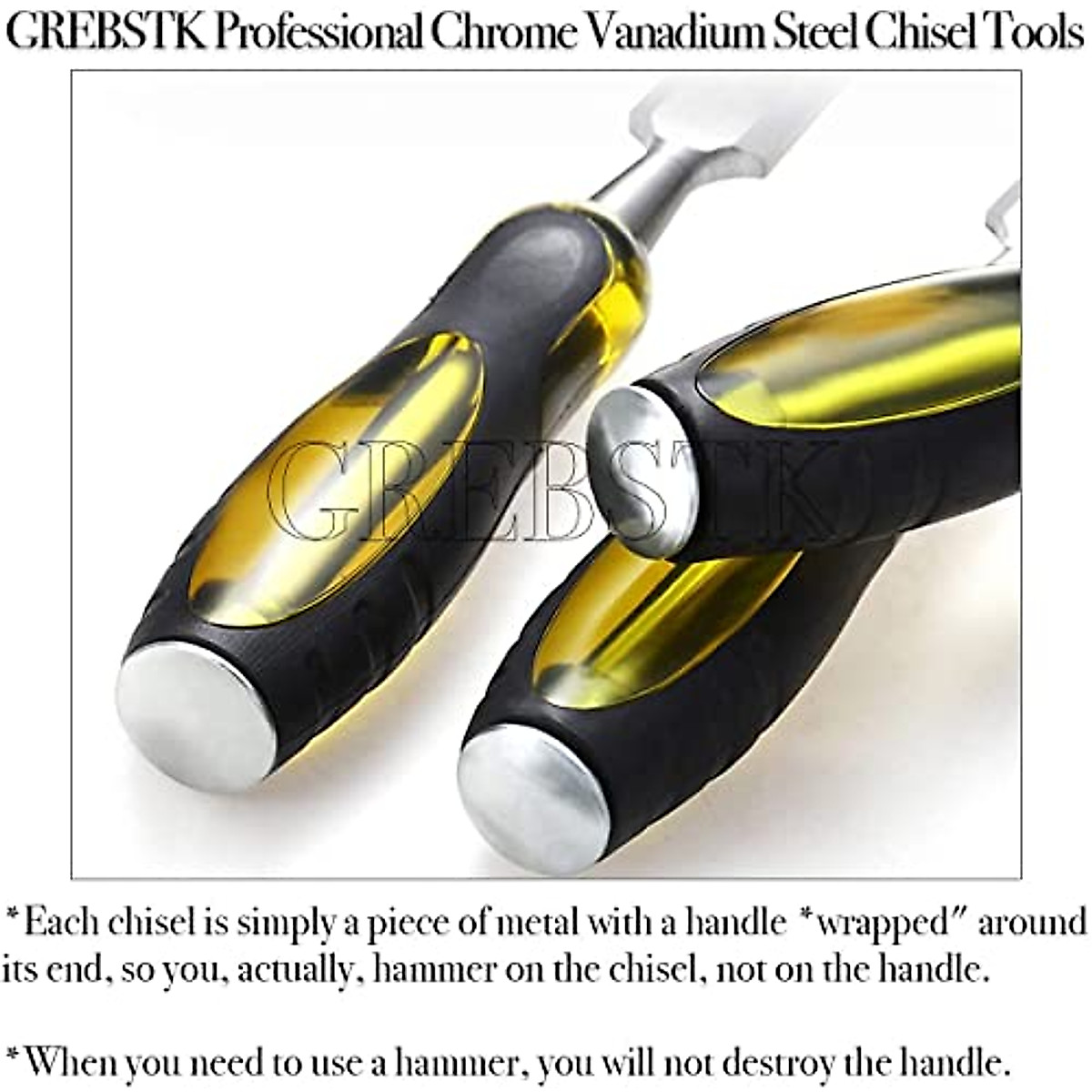 GREBSTK 4 Piece Professional Wood Chisel Tool Sets Sturdy Chrome Vanadium Steel Chisel Woodworking Tools, 1/4 inch,1/2 inch,3/4 inch,1 inch