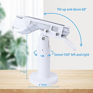 CRIZISTON POS Terminal Stand for Pax A920/A920 Pro Credit Card Machine Stand, 7" Tall Tilt & Swivel Credit Card Reader Stand, Credit Card Terminal Stand with Complete Kit, Screw-in and Adhesive, White