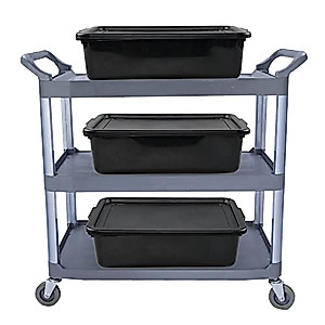 Obstnny 4 Pack 13 L Commercial Bus Tub with Lid, Plastic Bus Box, Black