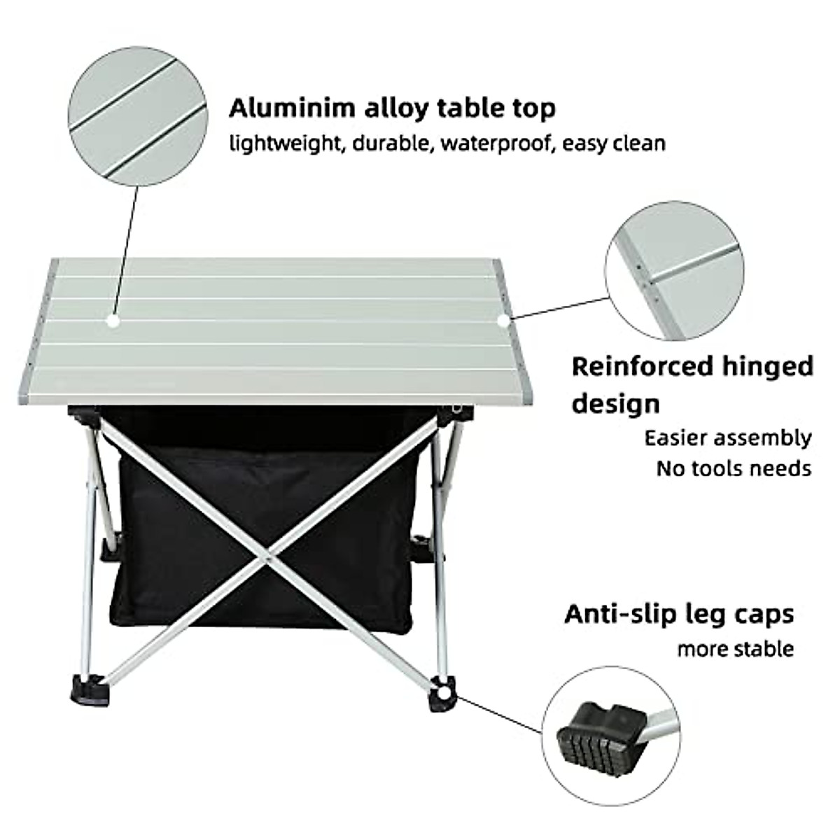 ROCK CLOUD Portable Camping Table Ultralight Aluminum Camp Table with Storage Bag Folding Beach Table for Camping Hiking Backpacking Outdoor Picnic