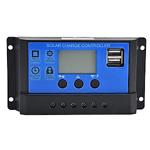 Solar Controller Panel Charger LCD Display Dual USB Intelligent Control Regulator DC 12V/24V(10A)