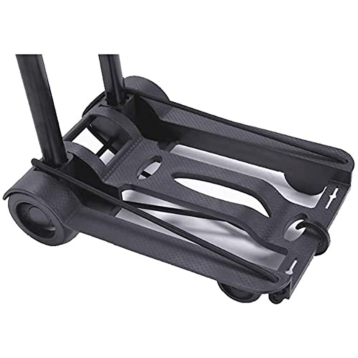 RShop Minisize Luggage Cart with 2 Wheels Lightweight Plastic Carrier Trolley Folding Hand Truck for Shopping Travel, Camping Moving and Office Use (Small Base Plate:12.6 inch X 9 inch), Black (KBGF)