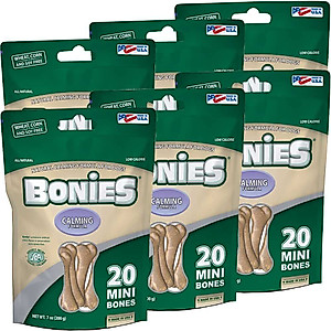 Bonies Natural Calming Formula Dog Treats - Contains Chamomile & Lavender, Help Anxiety, Excessive Barking & Trembling, Chicken Flavor, Mini, 120 Bone