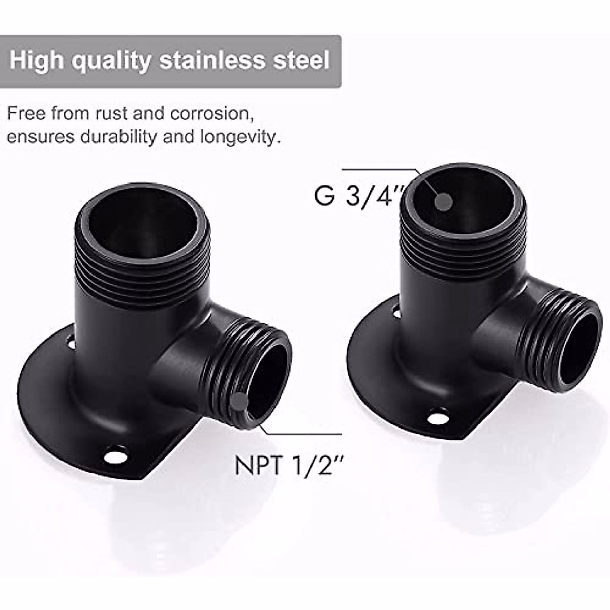 Aolemi Matte Black Installation Kit for Exposed Wall Mount Bathroom Faucet Outdoor Shower System Thermostatic Bar Mixer Valve Convert in-Wall to Surface Mount NPT 1/2 Male by G 3/4 Male Brass