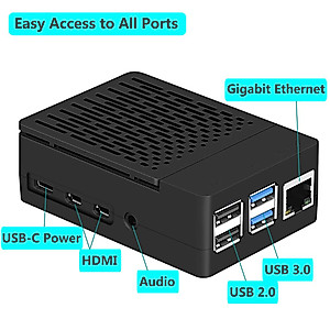 iUniker Raspberry Pi 4 Fan ABS Case with Cooling Fan, Heatsink, Simple Removable Top Cover for Pi 4 Model B/ 4B