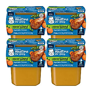 Gerber Mealtime for Baby 2nd Foods PowerBlend Baby Food Tubs, Vegetable Chicken, No Added Colors or Flavors, 2-4 Ounce Baby Food Tubs/Pack (Pack of 4)