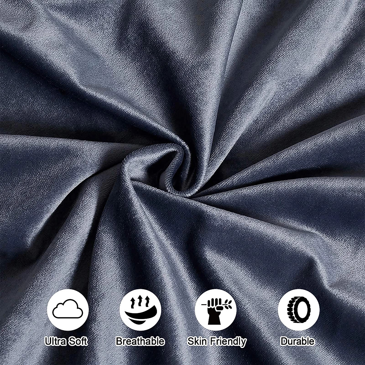 David's Home Velvet Duvet Cover Set King, Soft and Luxurious Flannel Comforter Cover 3PCS with Corner Ties, Button Closure, 106” x 92”, Greyish Blue, No Insert