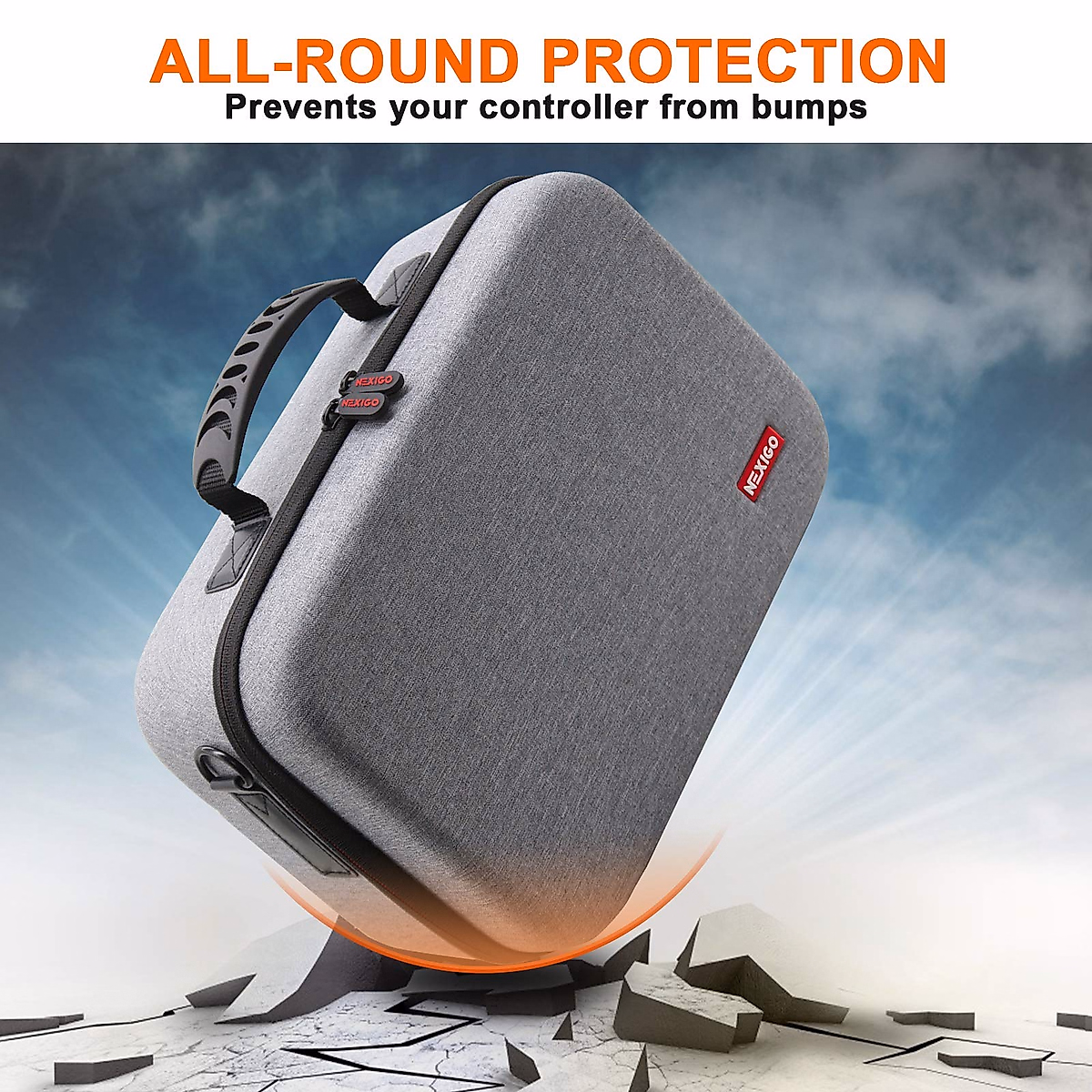 NexiGo Hard Carrying Case for Oculus Quest 2 and 3 with Elite Strap, All-in-one, Lightweight, VR Gaming Headsets and Controllers Accessories, Hard Protective Travel Case with Shoulder Strap (Grey)