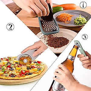 Kitchen Gadgets 6 Piece Set - Space Saving Kitchen Utensils Cooking Tools for Small Kitchen, Stainless Steel Accessories for RV inside Camper Kitchen Gadgets Gifts Essentials Dishwasher Safe(Green)