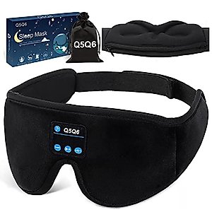 Q5Q6 Sleep Headphones, 3D Bluetooth Sleep Mask, Wireless Sleeping Headphones for Side Sleepers, Sleep Mask with Bluetooth Headphones Insomnia Travel Nap Gifts Men Women