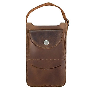 Hide & Drink, Leather Hanging Phone Bag, Wallet Pouch, Card Organizer, Commuting Essentials, Everyday Accessories, Handmade Includes 101 Year Warranty :: Bourbon Brown