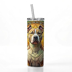 American Staffordshire Terrier Dog Art Nouveau Skinny Tumbler 20oz with Straw Insulated Water Bottle Gift
