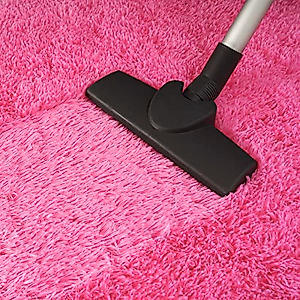 ISEAU Oval Fluffy Rug Carpets, Modern Plush Shaggy Area Rug for Kids Bedroom Extra Comfy Cute Nursery Rug Bedside Rug for Boys Girls Room Home Decor Mats, 2.6 x 5.3ft, Hot Pink