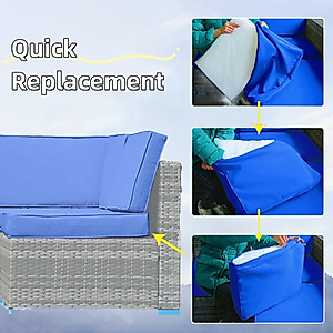 PROHIKER Patio Cushion Cover Replacement 14 Pack Outdoor Sofa Cushion and Pillow Covers Only with Zipper for 7-Piece Outdoor Patio Furniture Conversation Set (Navy Blue)