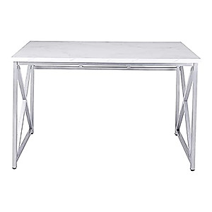 Coral Flower Modern & Contemporary Wriitng Desk with Durable Scratch-resistant Laminate Surface and Silver Metal Frame.