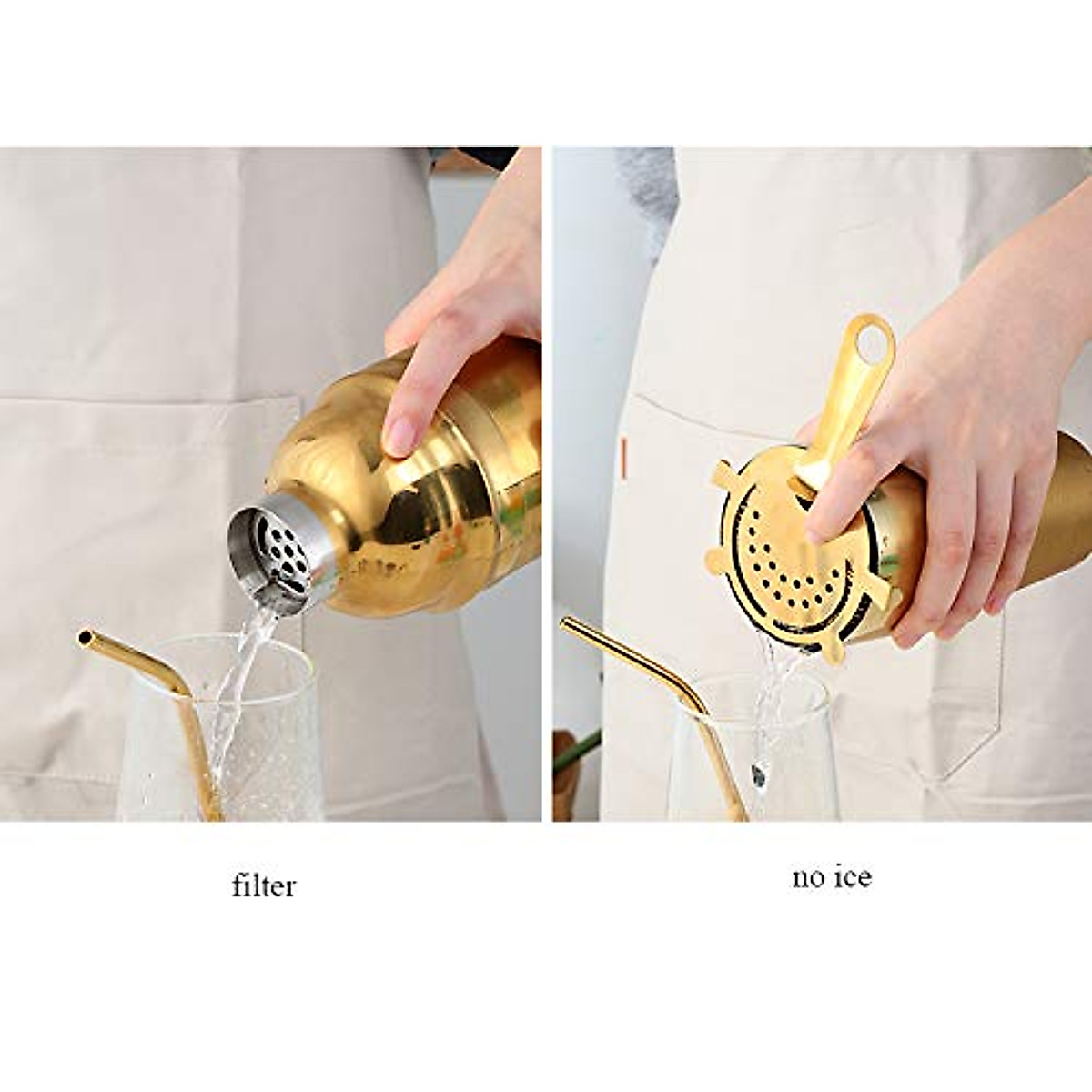 Buyerstar Bar Set 5-Piece Mixology Bartender Kit - Cocktail Shaker Set Bar Tool Set for Home and Professional Bartending - Martini Shaker and Drink Mixing Bar Tools - Cocktail Kit(GOLD)