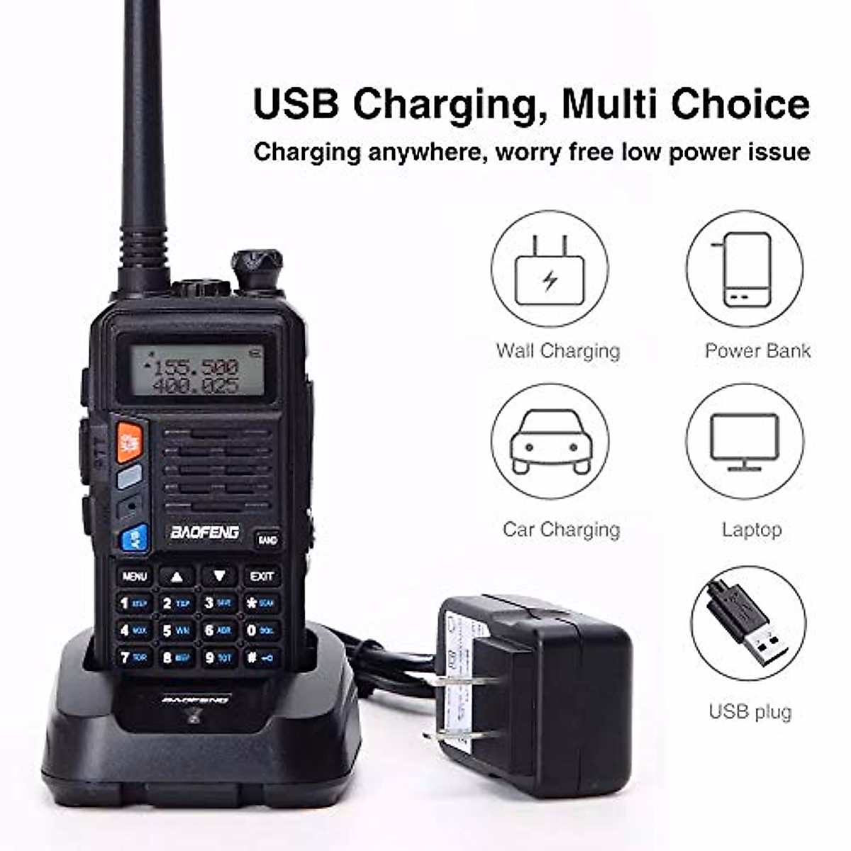 Baofeng UV-S9X3 5 Watt Tri-Band Radio : VHF, 1.25M, UHF, with 2200mAh Large Battery,Includes Dual Band Antenna, 220 Antenna, Earpiece, and More Amateur (Ham) Two-Way Radio… (Black)
