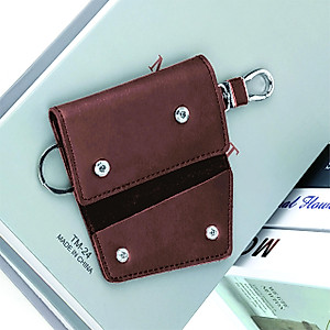 Tanmivvy Key Case Leather Key Holder Keychain Key Pouch Waist Hanging Key Protector, Key Organizer, With 6 Key Fob Hooks and A Removable Key Ring, Suitable for Men and Women (Coffee)