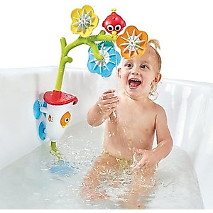 Yookidoo Baby Bath Mobile - Spinning Flowers and Swiveling Fountain for Newborn and Toddler Bath Time Sensory Development (Tub Not Included) - Attaches to Any Size Tub Wall - 0-2 yrs.