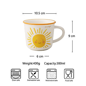 TREEWOO Cute Sunshine Mug 12oz Good Morning Ceramic Cup with Handle Coffee Tea Milk Water Mug Gift for Men Women Dishwasher and Microwave Safe (Sunshine)
