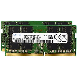 Samsung 64GB (2x32GB) DDR4 3200 MHz PC4-25600 SODIMM 2Rx8 CL22 1.2v 260-PIN Laptop Notebook Memory Module RAM Upgrade M471A4G43AB1-CWE M471A4G43CB1-CWE Adamanta