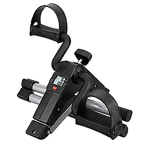 Folding Pedal Exerciser, Mini Exercise Bike Under Desk Bike Foot Pedal Exerciser, Foot Hand Cycle Portable Peddler Machine Bicycle Exerciser Arm Leg Exerciser While Sitting (Silver)