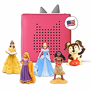 Toniebox Audio Player Starter Set with Cinderella, Belle, Moana, Tangled, and Playtime Puppy - Listen, Learn, and Play with One Huggable Little Box - Pink
