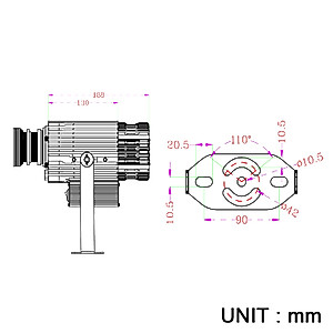80W LED Logo GOBO Projector IP65 Waterproof with Manual Zoom DJ Effect Light Including Free Custom Glass GOBO to Project Image for Factory Warning Company Wedding Advertising (Outdoor)