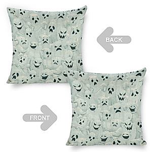 Cartoon Halloween Ghosts Pattern Throw Pillow Covers 18×18 Pillowcases Set of 2 Funny Linen Decorative Square Pillow Case Cushion Covers Standard Size for Sofa Couch Outdoor Bed Pillow Protectors