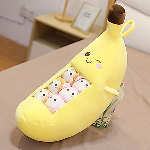Nenalayo Throw Pillow Fruit Stuffed Toys Banana Plush Pillow Removable Fluffy Creative Gifts for Kids, Halloween Christmas Decorative Doll Toy Gift