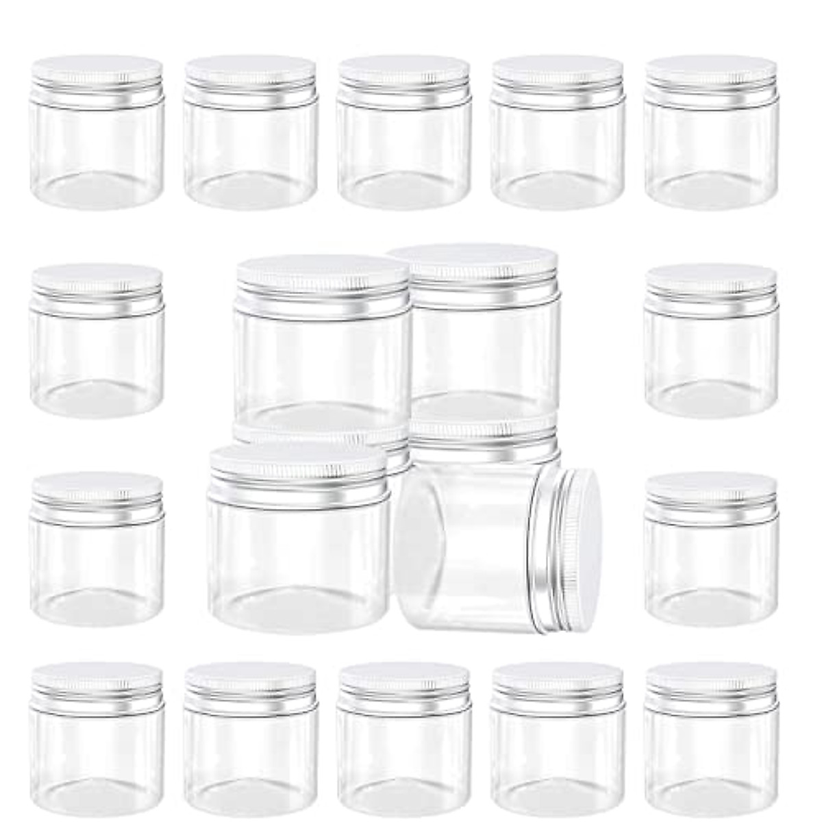 24Pack 6 oz Empty Plastic Jars with Lids Clear Plastic Mason Jars Storage Containers Wide Mouth Slime Containers Jars Airtight Gift Food Jars for Travel Storage Home Kitchen Food Slime Making
