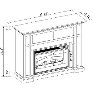 48" Electric Fireplace with Realistic Flame Effect Grey Farmhouse Modern Contemporary MDF Natural Finish Textured Wood Adjustable Thermostat Remote Control