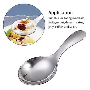 6pcs Stainless Steel Short Handle Spoons, 3.54x1.77inch Round Dessert Spoons Ice Cream Spoon Use for Kitchen or Restaurant(Silver)