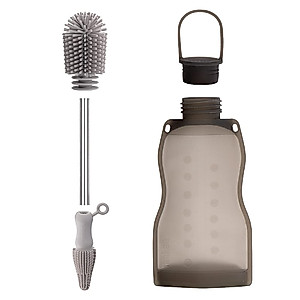 haakaa Silicone Breastmilk Storage Bag 5pk & Grey Silicone Cleaning Brush Set