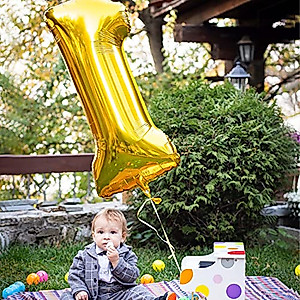 JOYYPOP 40 Inch Gold Number Balloons Foil Large Helium Number 1 Balloon for Birthday Anniversary Graduation Baby Shower Party Decorations