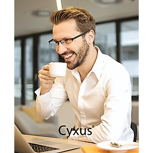 Cyxus Blue Light Blocking Computer Glasses for Men Semi Rim Glasses Crystal Lens UV Blocking Gaming Eyeglasses Black Frame