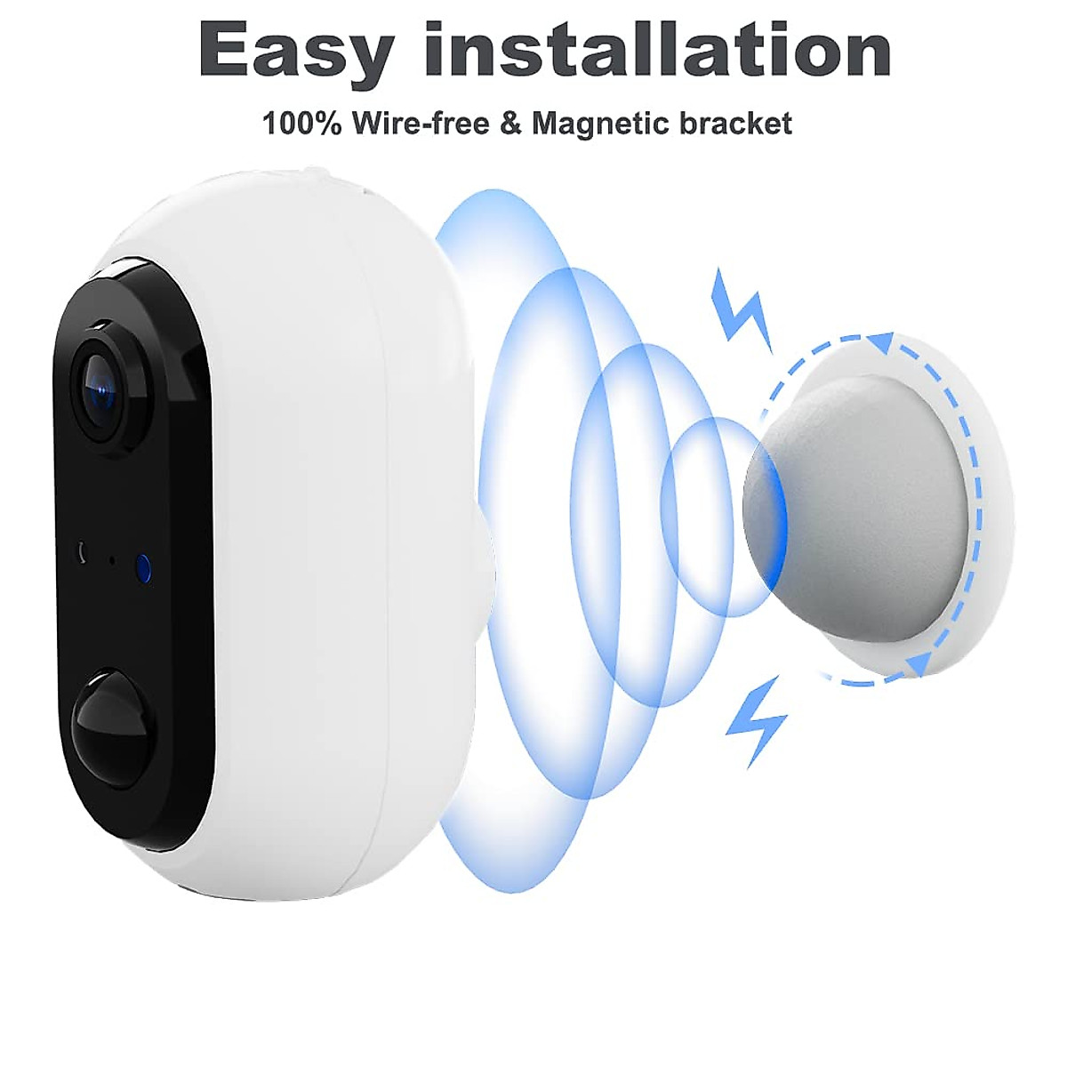 VENZ Outdoor Camera Wireless,1080P Battery Powered WiFi Cameras for Home Security,Magnetic Base,Siren Alarm, Night Vision,Motion Detection,2-Way TalkIP65 Waterproof,Cloud/SD Storage