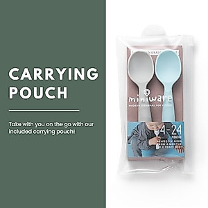 Miniware Silicone Baby Spoon for Training - BPA Free Baby Utensils - Baby Spoons Self Feeding 6 Months | 100% Food Grade Silicone - Modern & Dishwasher Safe Toddler Spoons (Grey and Aqua)