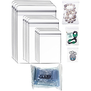Clabby Clear Pvc Jewelry Bags Plastic Transparent Jewelry Rings Earrings Packing Storage Pouch Anti Tarnish Zip Lock Bags for Holding Jewelries, 2 X 2.8 Inch, 2.8 X 4 Inch, 3.5 X 5 Inch(120 Pieces)