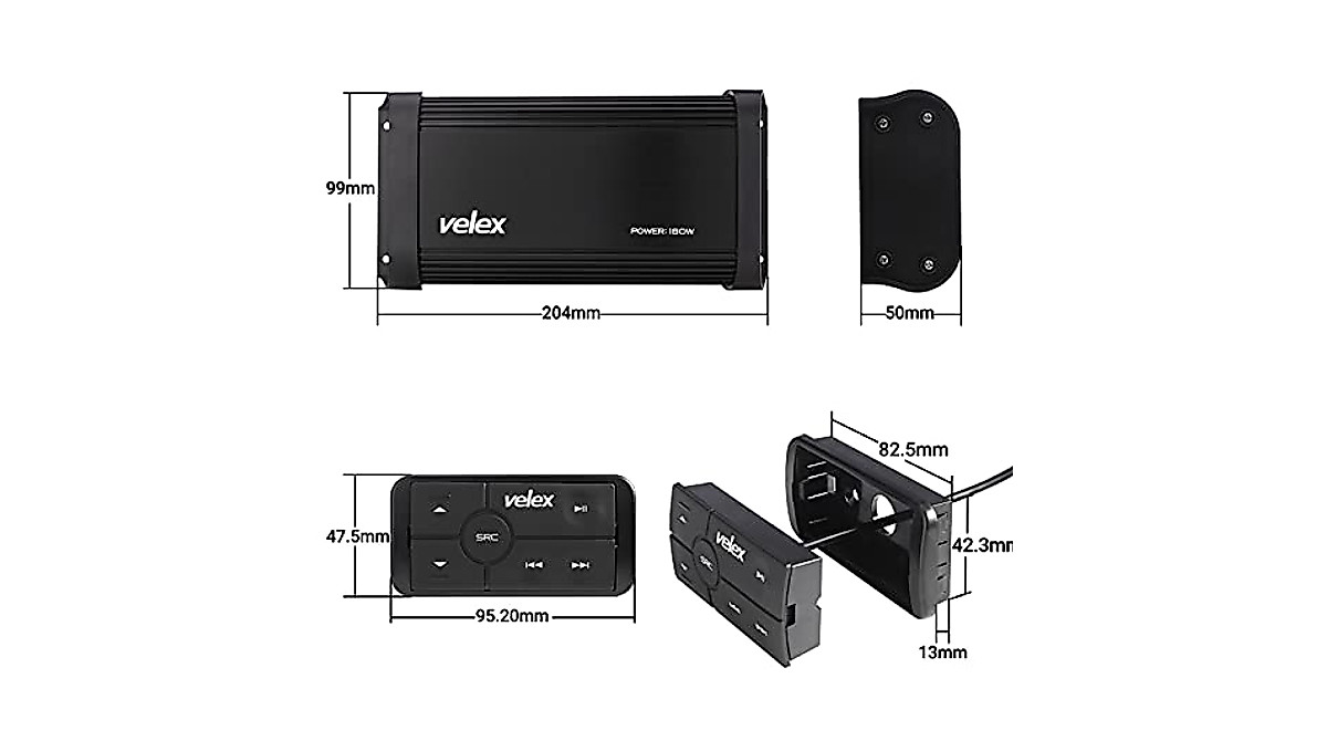 Velex VX502 Marine Bluetooth Amplifier Speaker System