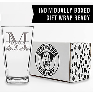 Personalized Etched 16oz Pint Beer Glass – Beer Gifts, Custom Engraved Drinking Glasses, Customized Retirement Gift for Men, Birthday Gifts for Him, Beer Lover Cup, Groomsmen Wedding, Halpert Monogram