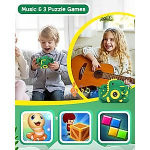 Kids Camera, Dinosaur Toddler Digital Camera for Ages 3-12 Boys Girls Childrens, Christmas Birthday Gifts, Selfie 1080P HD Video Camera for 3 4 5 6 7 8 9 Years Old Boys Girls Toys Gifts