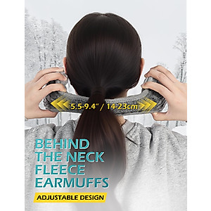 Surblue Unisex Warm Knit Cashmere Winter Pure Color Earmuffs with Fur Earwarmer, Adjustable Wrap,Gray,Large