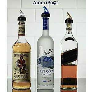 AmeriPour - Measured Pourer - Liquor Bottle Pourers - Collared - (3pk) Made 100% In The USA. Bar Spouts That Don't Leak - No Cracks, Just A Perfect Cocktail Pour Everytime. Great for Wine Too! (1.5oz)