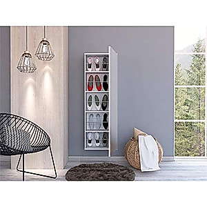 Pemberly Row Modern Engineered Wood LETO Wall Mounted Shoe Rack with Mirror