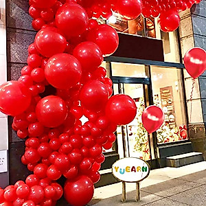 YUEARN Red Balloons, 132PCS Red Balloon Garland Kit, 18/12/10/5IN Different Size Pack, Balloon Arch Kit for Birthday Party/Baby Shower/Wedding Decor (Red, 18/12/10/5-in)