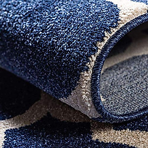 Unique Loom Trellis Collection Modern Morroccan Inspired with Lattice Design Area Rug, Runner 2' 0" x 6' 1", Dark Blue/Navy Blue