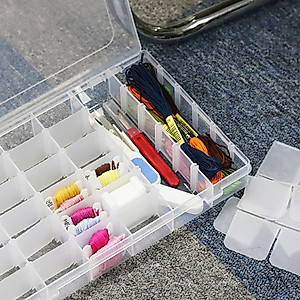 ccHuDE 36 Grids Embroidery Floss Box Plastic Embroidery Threads Storage Box Cross Stitch Threads Organizer Case Jewelry Craft Container with 100 Pcs Floss Bobbins