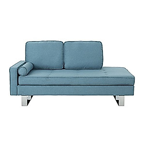 Christopher Knight Home Phelps Modern Fabric Chaise Loveseat, Blue, Silver
