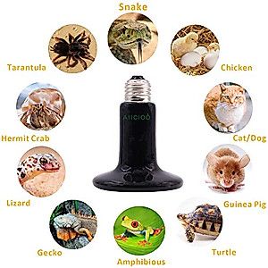Aiicioo Reptile Heat Lamp - 100 Watt Reptile Night Heat Bulb Terrarium Moon-Like Light Bulb for Bearded Dragon Gecko Snake Turtle and Lizard